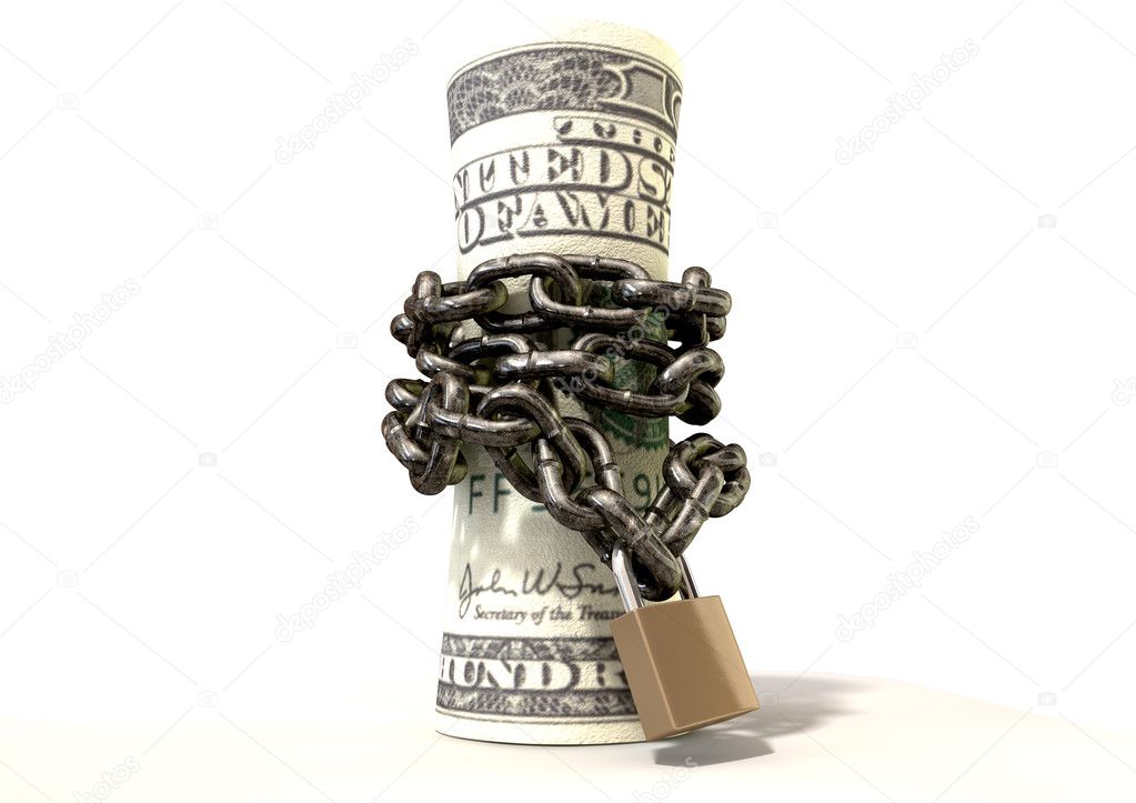 Rolled Up And Shackled Dollars Standing Stock Photo by ©albund 21810631
