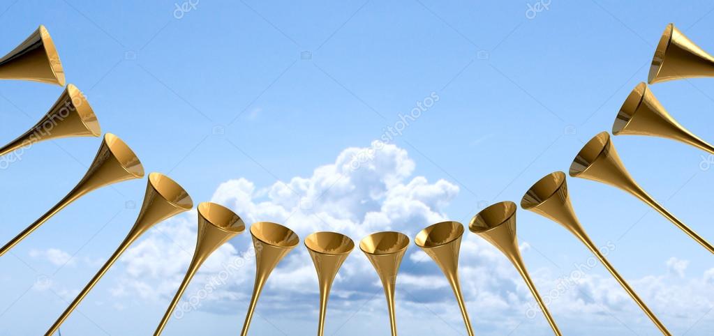 Heavenly Medieval Trumpet Circle And Sky Stock Photo by ©albund 33033785