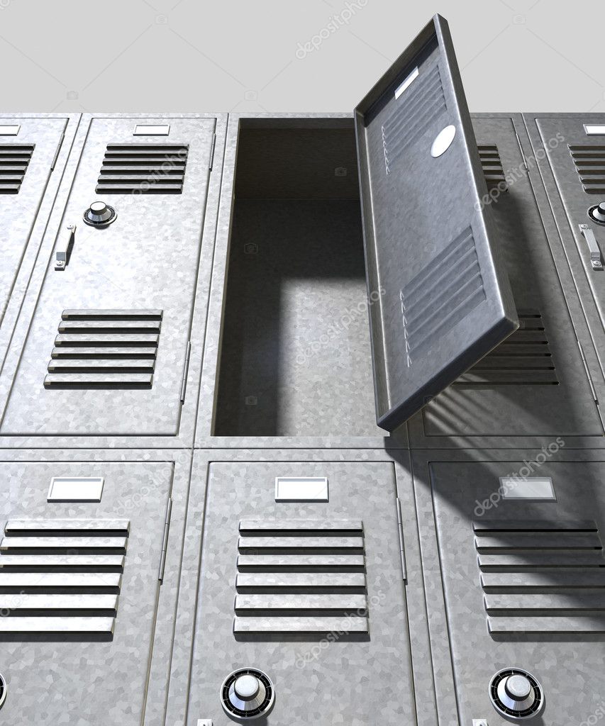 Grey School Lockers Perspective Stock Photo by ©albund 49310113