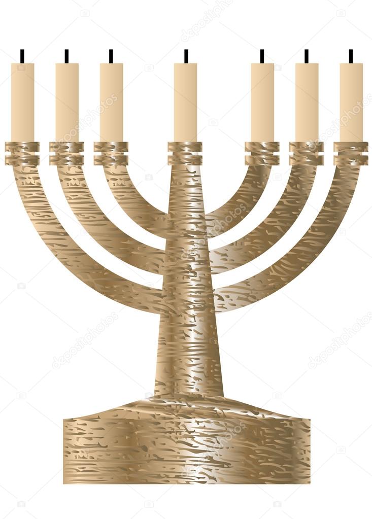 Menorah. Siete velas ramificadas Vector de stock por ©arkela 17385087