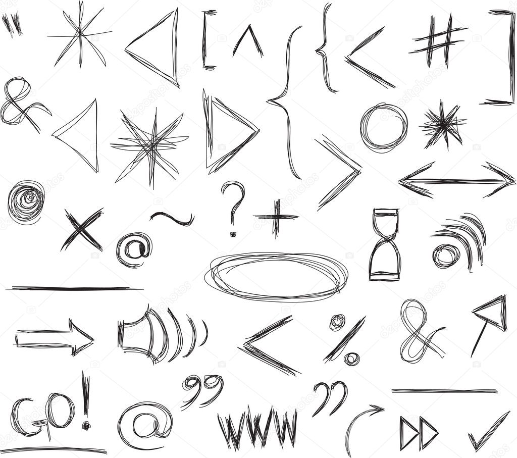 Símbolos diversos do doodle imagem vetorial de LanaN.© 27317143