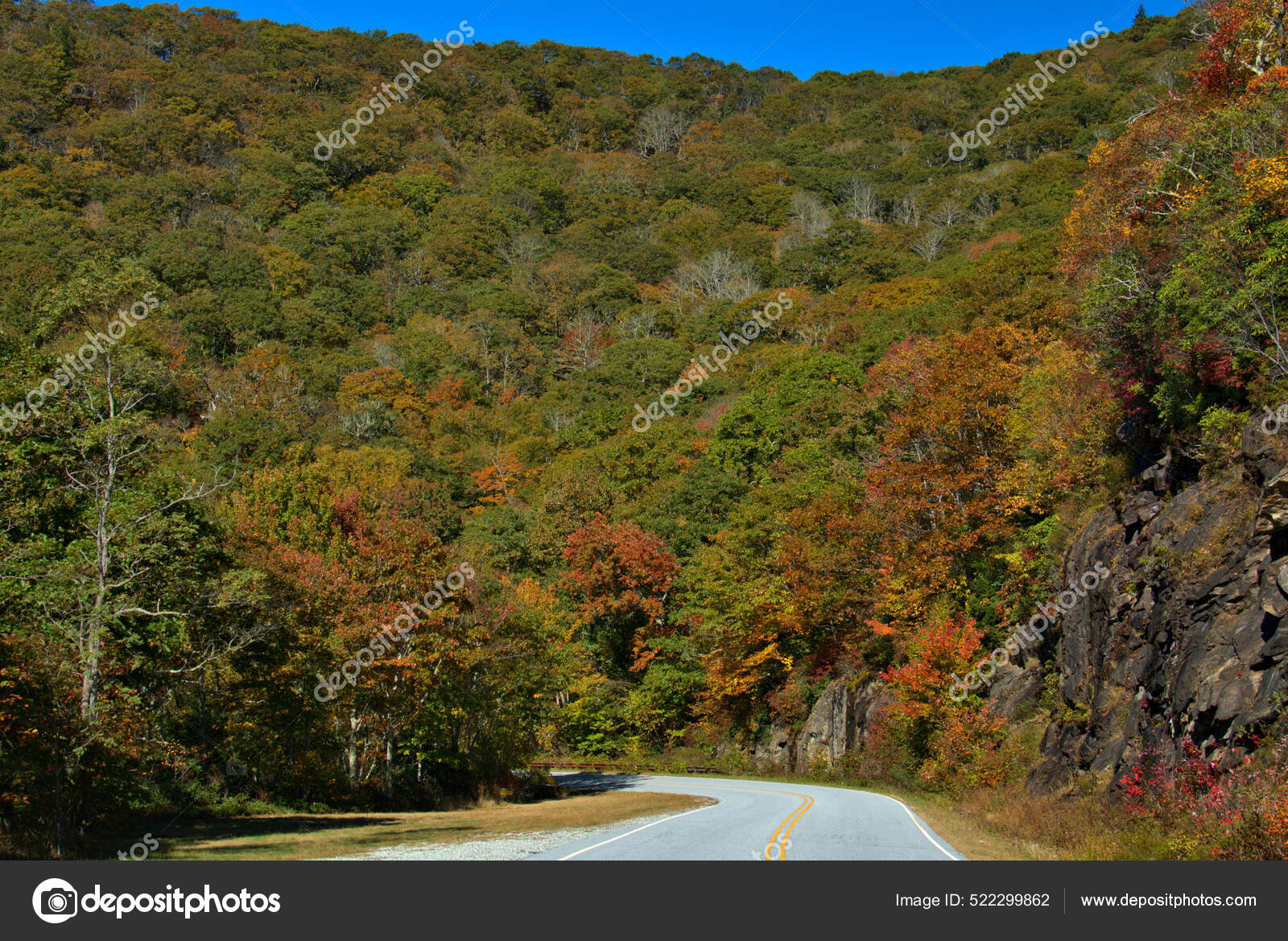 Scenic Fall Colors Surround Old Structure Blue Ridge Parkway — Stock ...