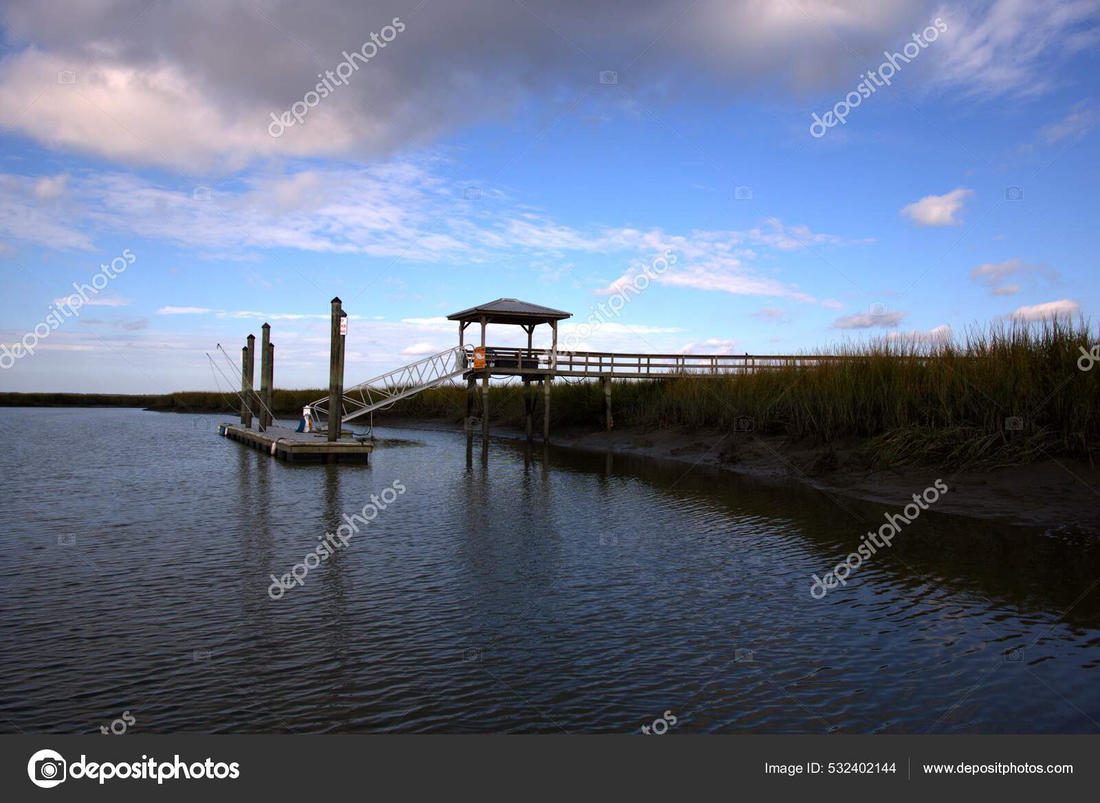 Small Boat Dock Outer Banks Georgia — Stock Photo © ron.ronmckenzie.com ...