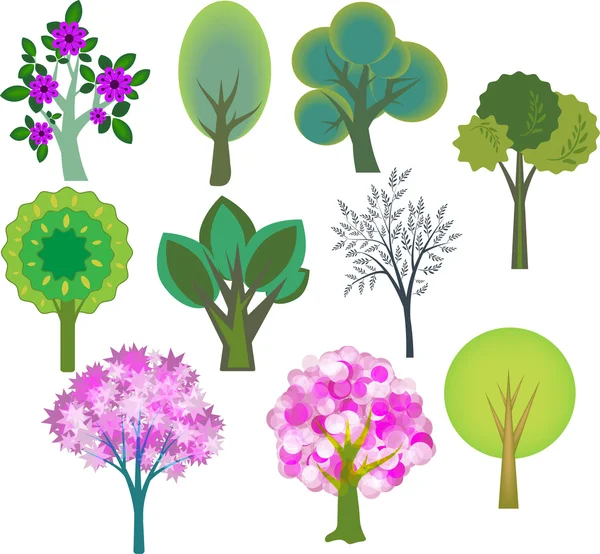 Trees set — Stock Vector © elyomys #60359557