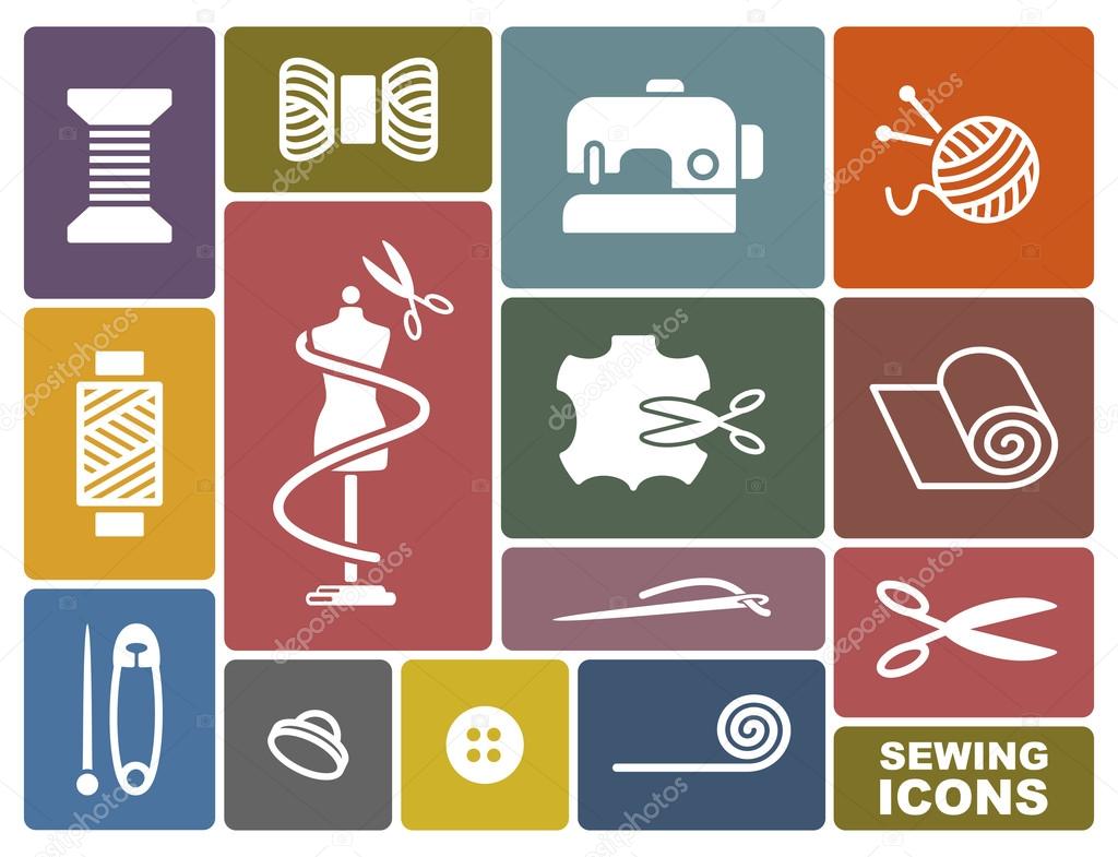 Sewing And Needlework Icons — Stock Vector © Klava 23076750