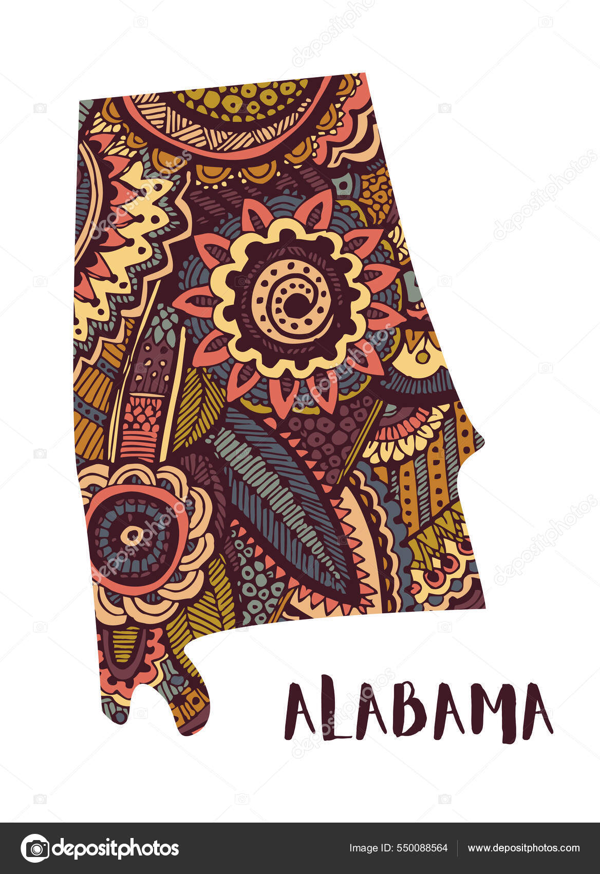 Mapa estilizado del estado de Alabama Vector de stock por ©Klava 550088564