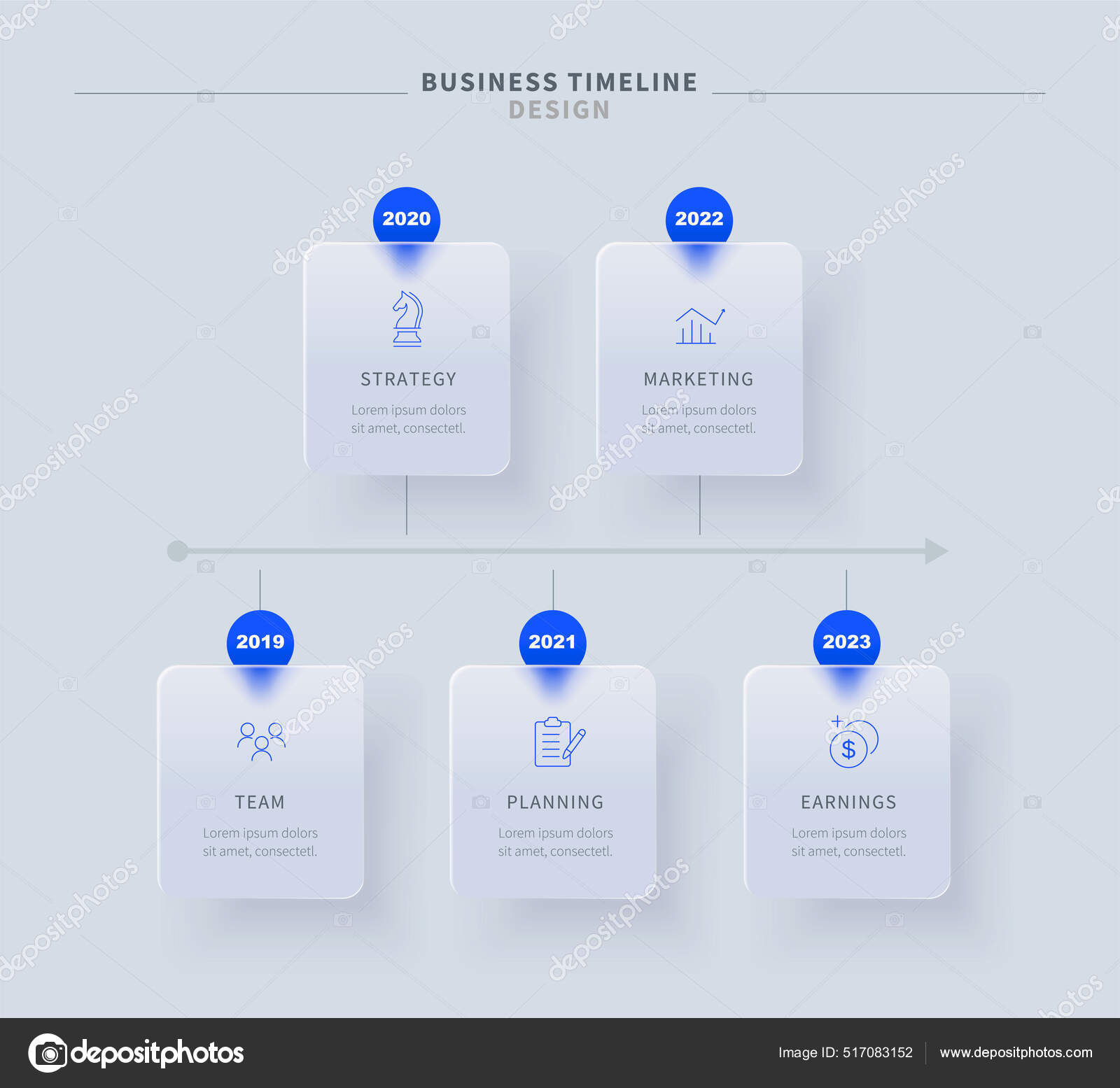 Business Timeline Flow Chart Infographic Template Date Labels Minimal ...