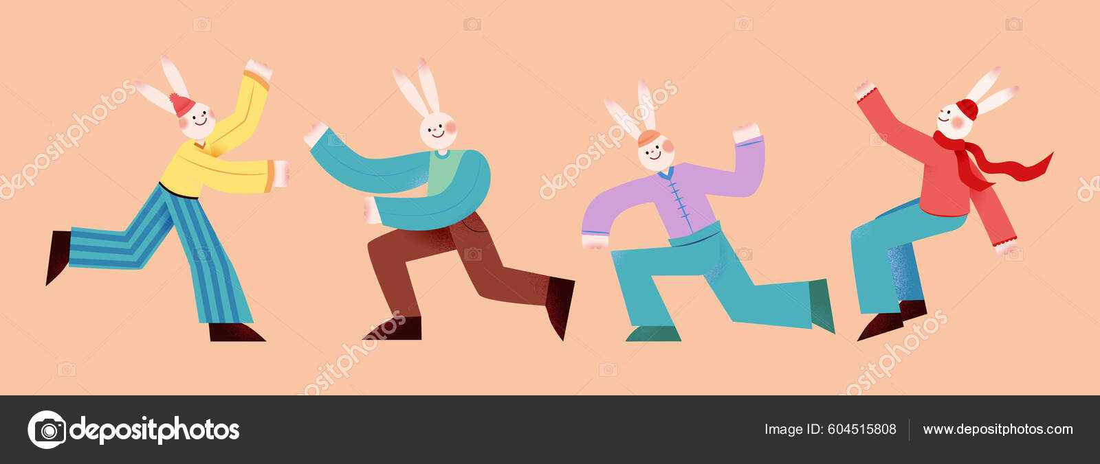 Cute Cartoon Rabbits Long Sleeves Making Funny Poses Bunny Characters ... Cute Cartoon Rabbits Long Sleeves Making Funny Poses Bunny Characters ...