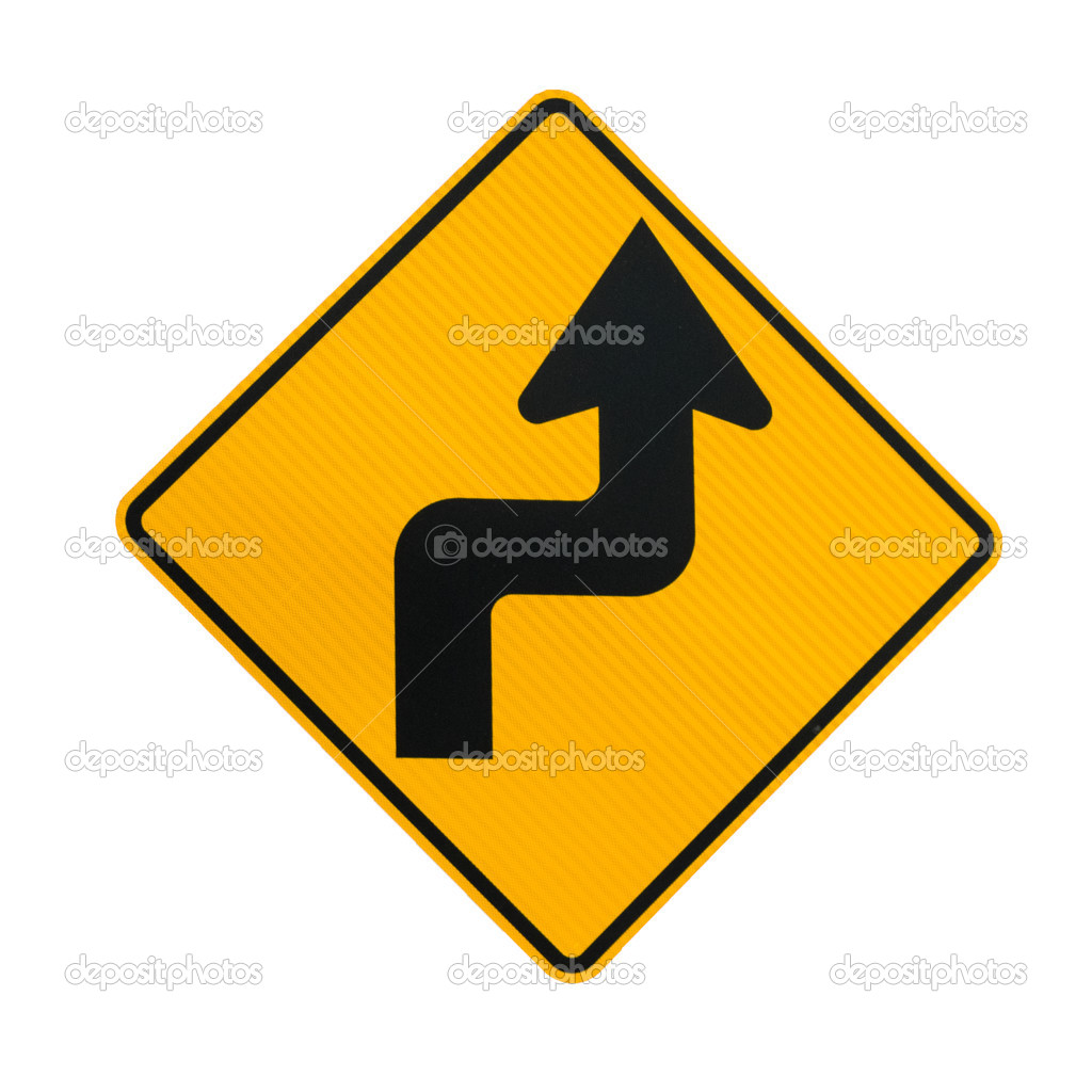 Road sign indicating sharp curves Stock Photo by ©zigzagmtart 47104727