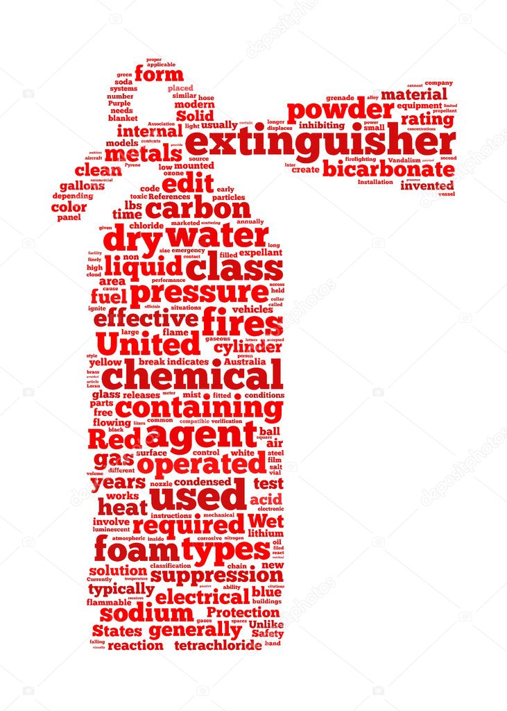 Fire extinguisher sign text graphic and arrangement concept — Stock ...