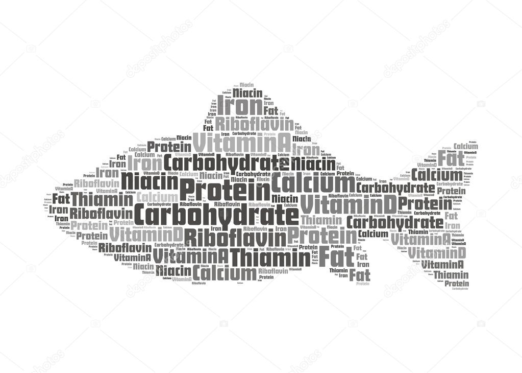 Fish shape with info nutrition-text graphics and arrangement con ...