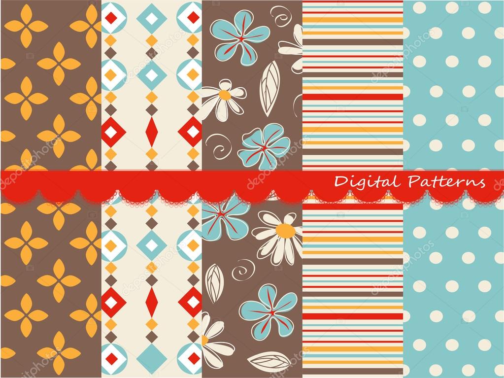 Digital patterns, scrapbook set Stock Vector Image by ©lemony #24070961