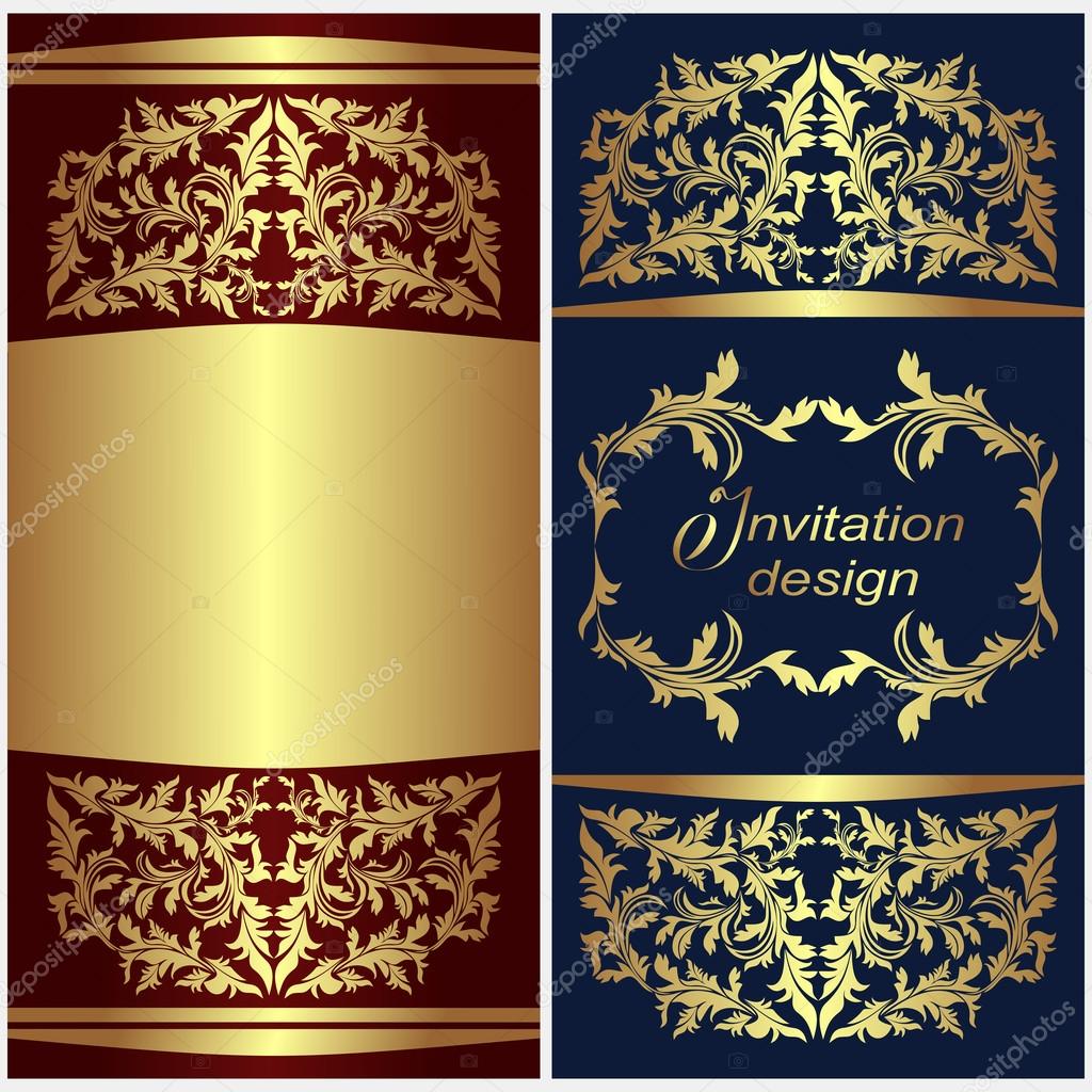 Luxury invitation Card with golden Borders. — Stock Vector ...