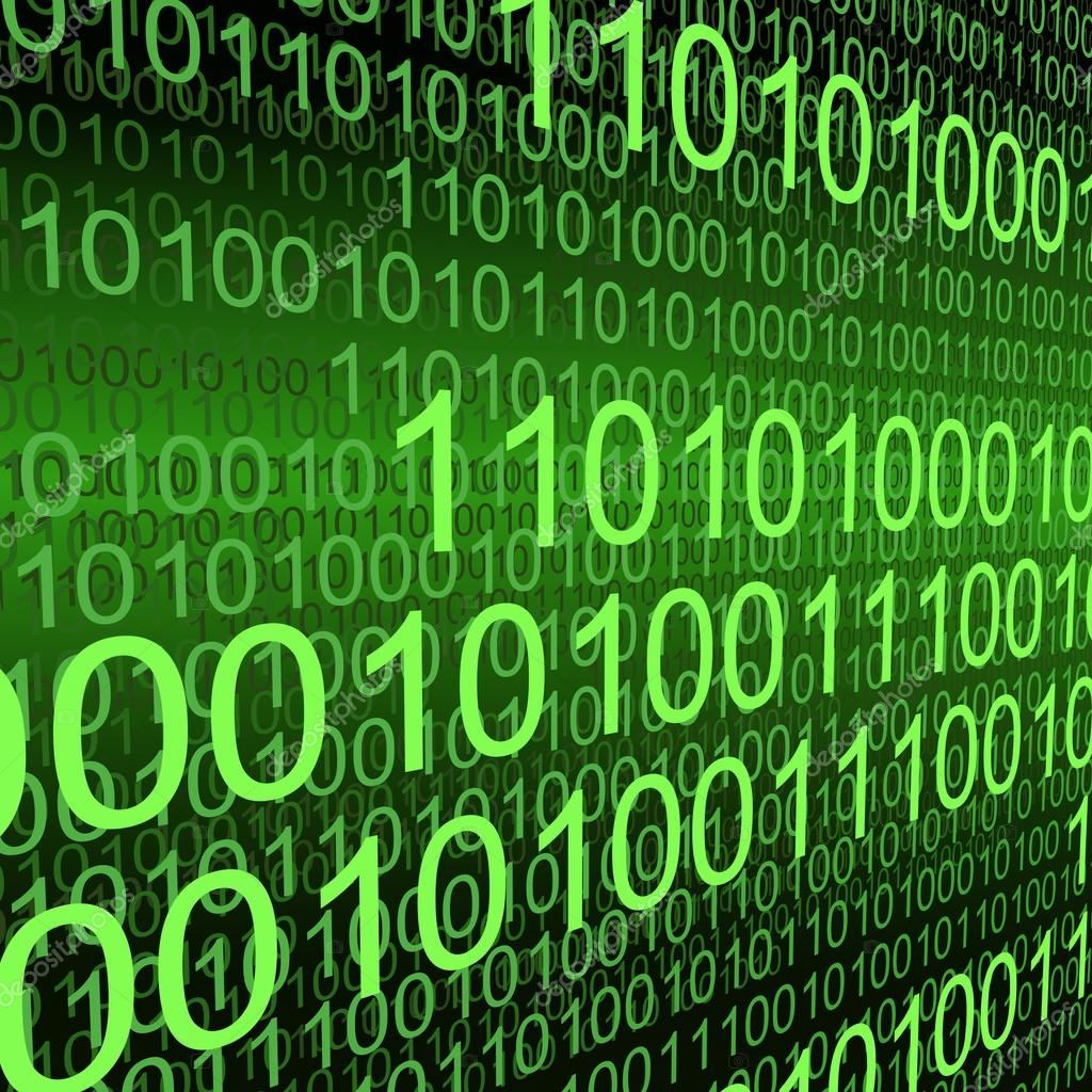 codice binario su sfondo verde in prospettiva — Foto Stock ...