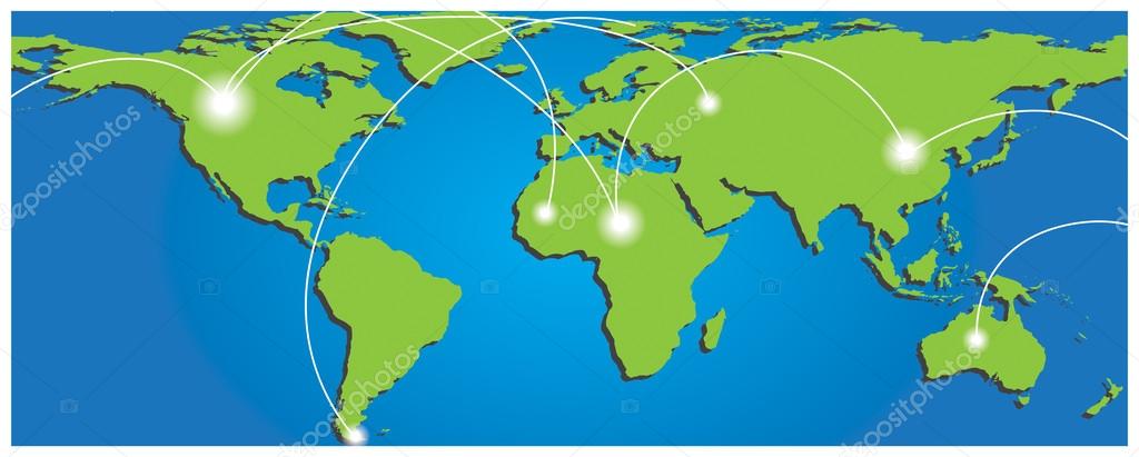 Map of world with trading paths and points Stock Vector by ©orelphoto2 ...