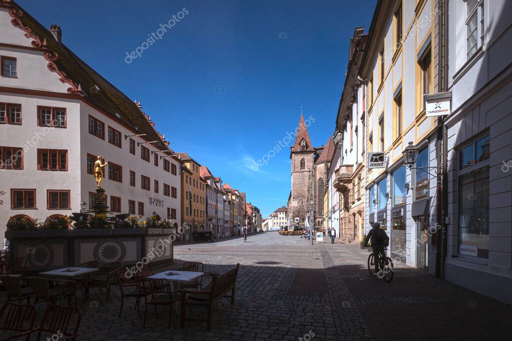 ANSBACH, GERMANY APRIL 19, 2022. View in the historical town of Ansbach ...