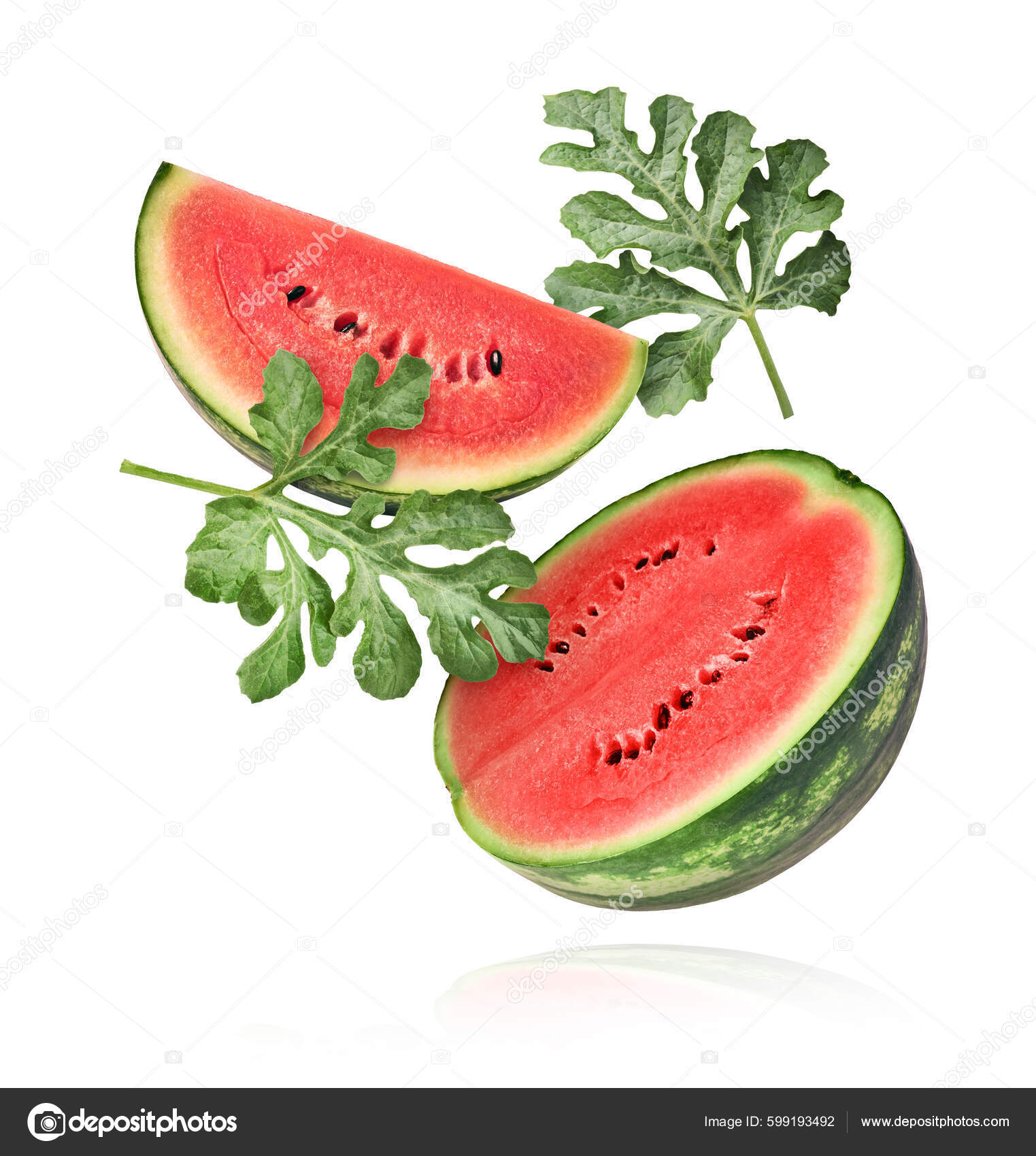 Fresh Raw Watermelon Falling Air Isolated White Background Food ...