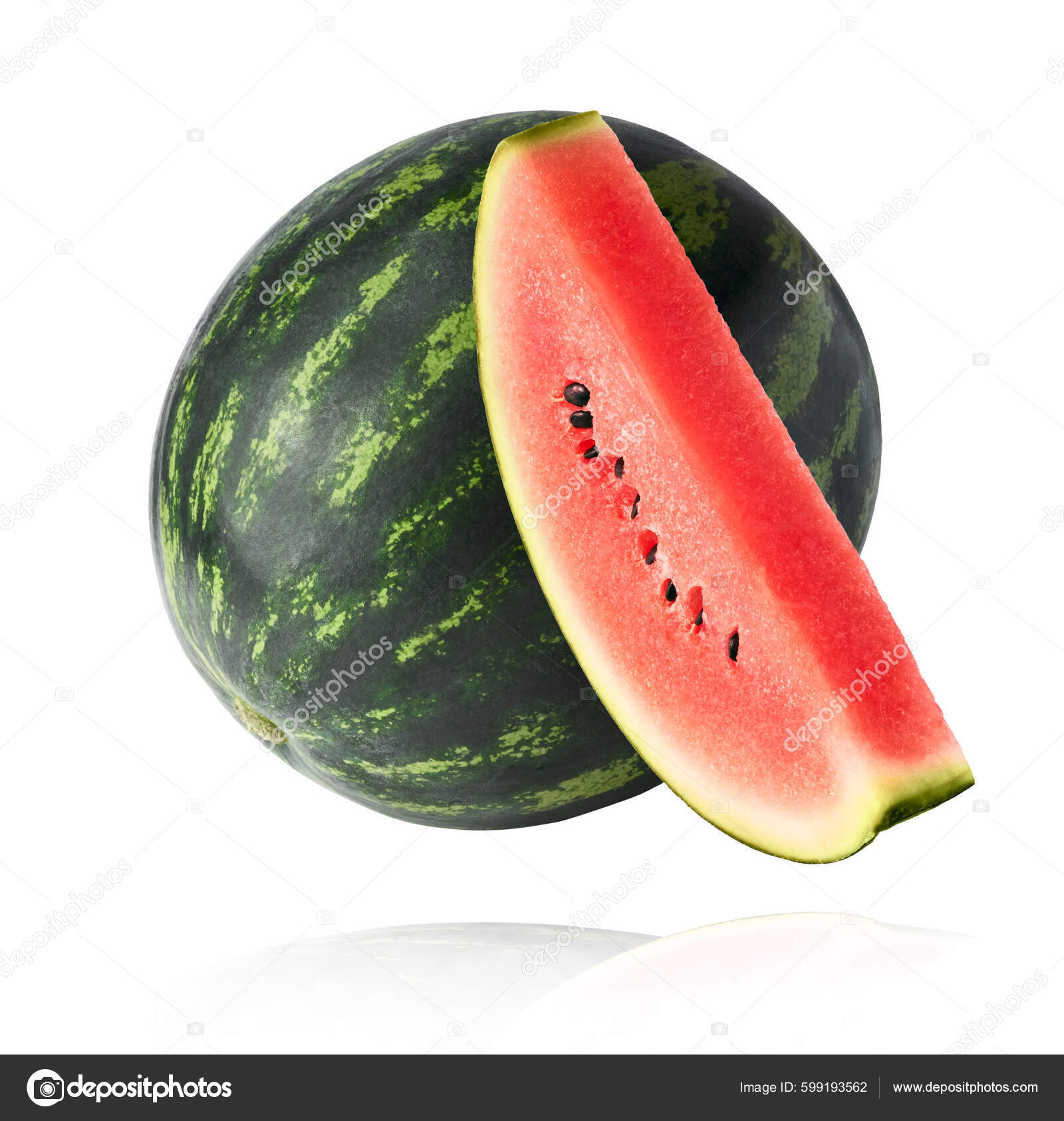 Fresh Raw Watermelon Falling Air Isolated White Background Food ...