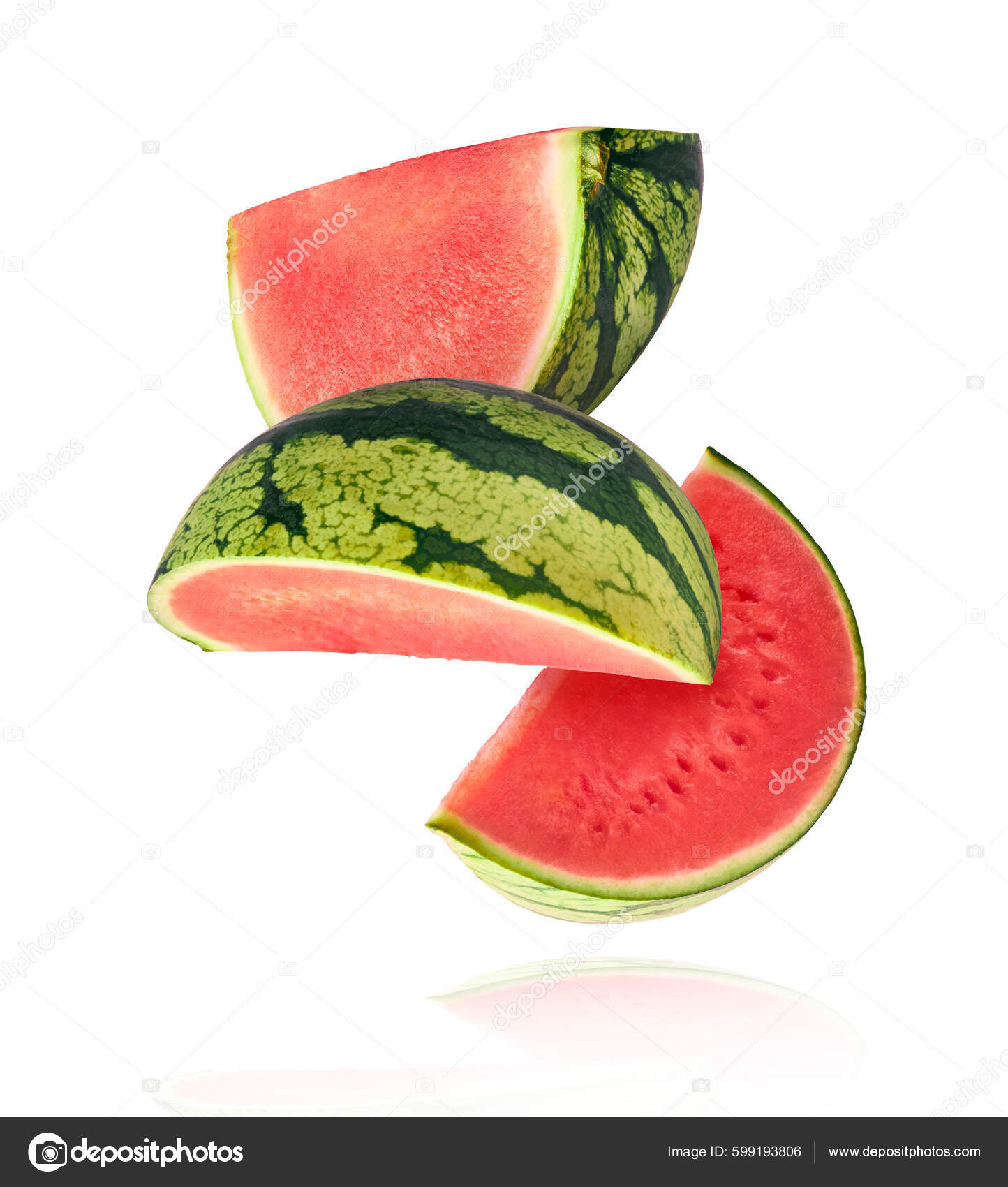 Fresh Raw Watermelon Falling Air Isolated White Background Food ...