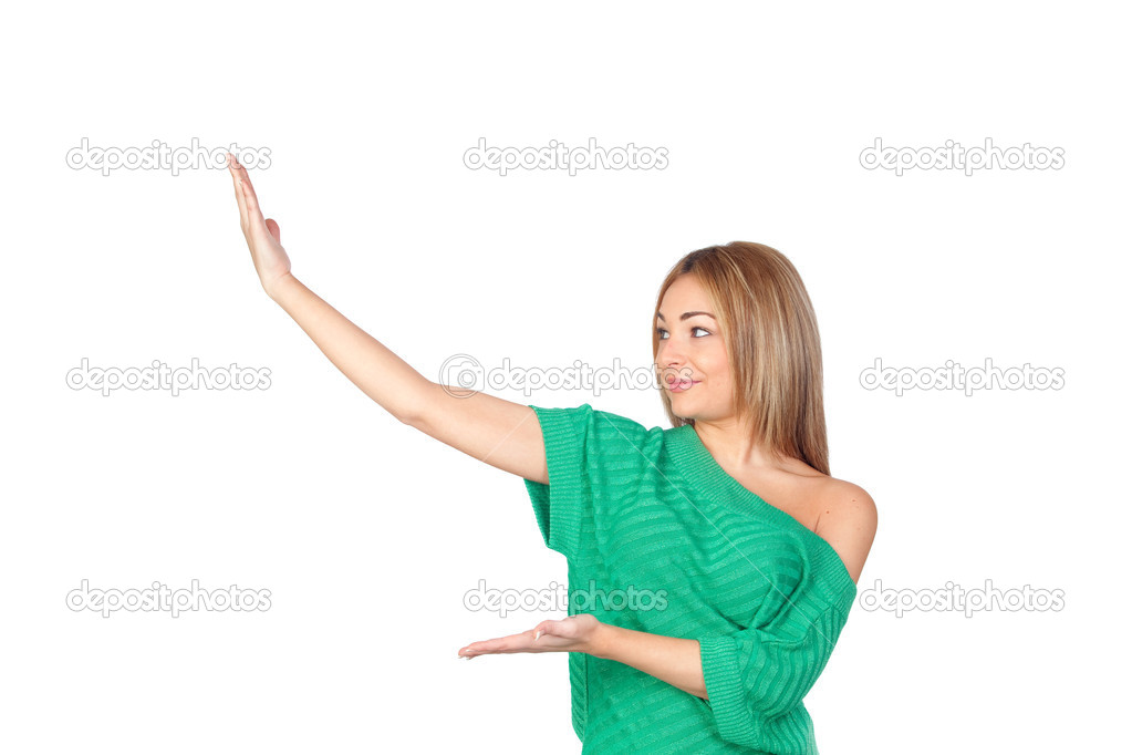 Attractive woman with her arms extended Stock Photo by ©Gelpi 18890575