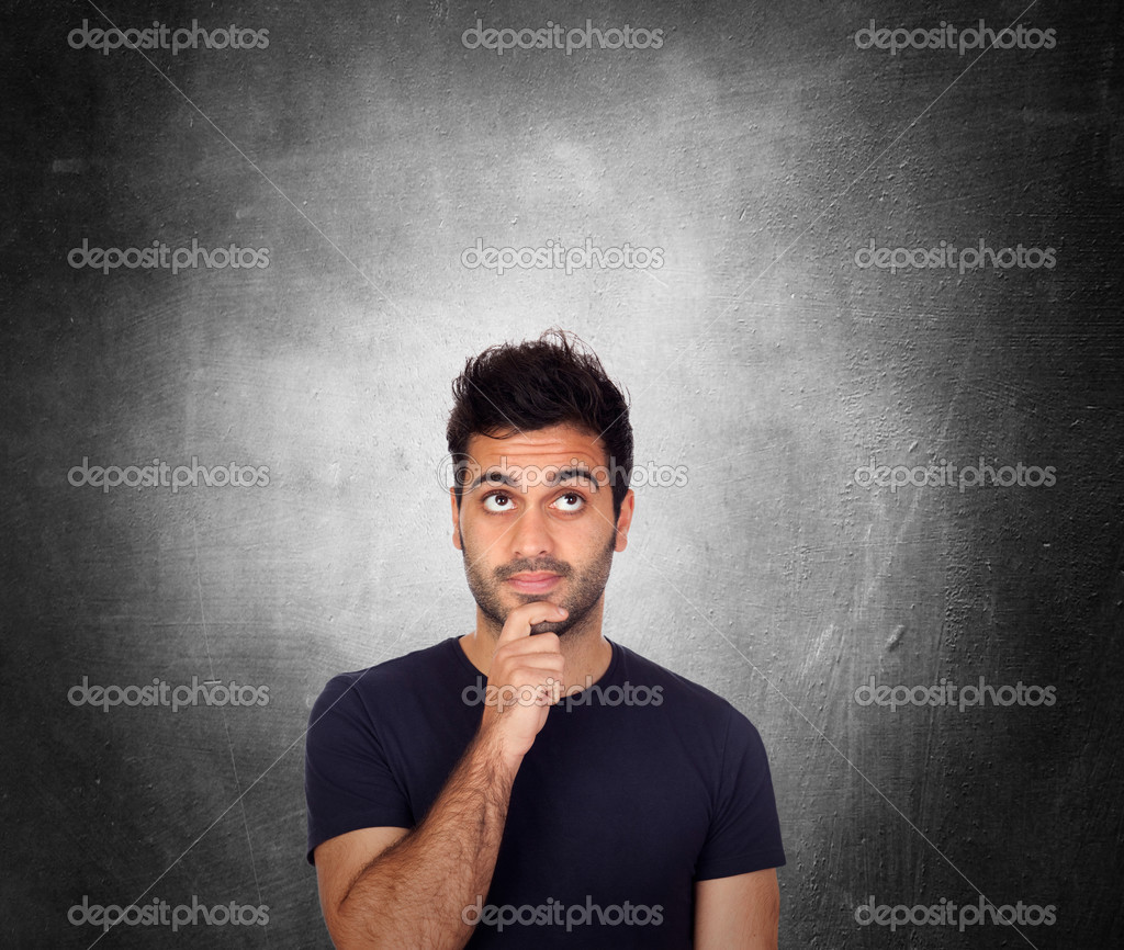 Pensive young men in black — Stock Photo © Gelpi #24114737