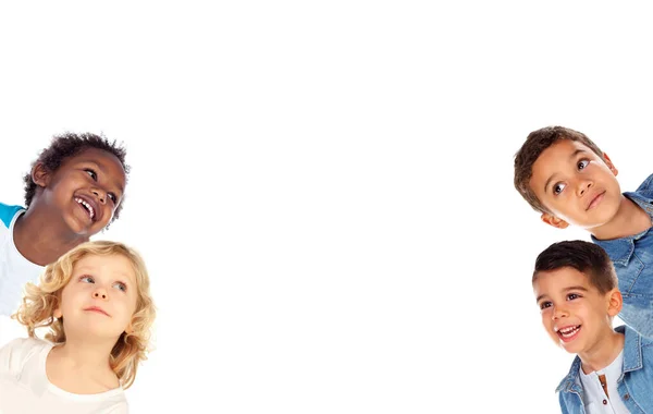 Happy Cute Little Children Isolated White Background Stock Photo by ...