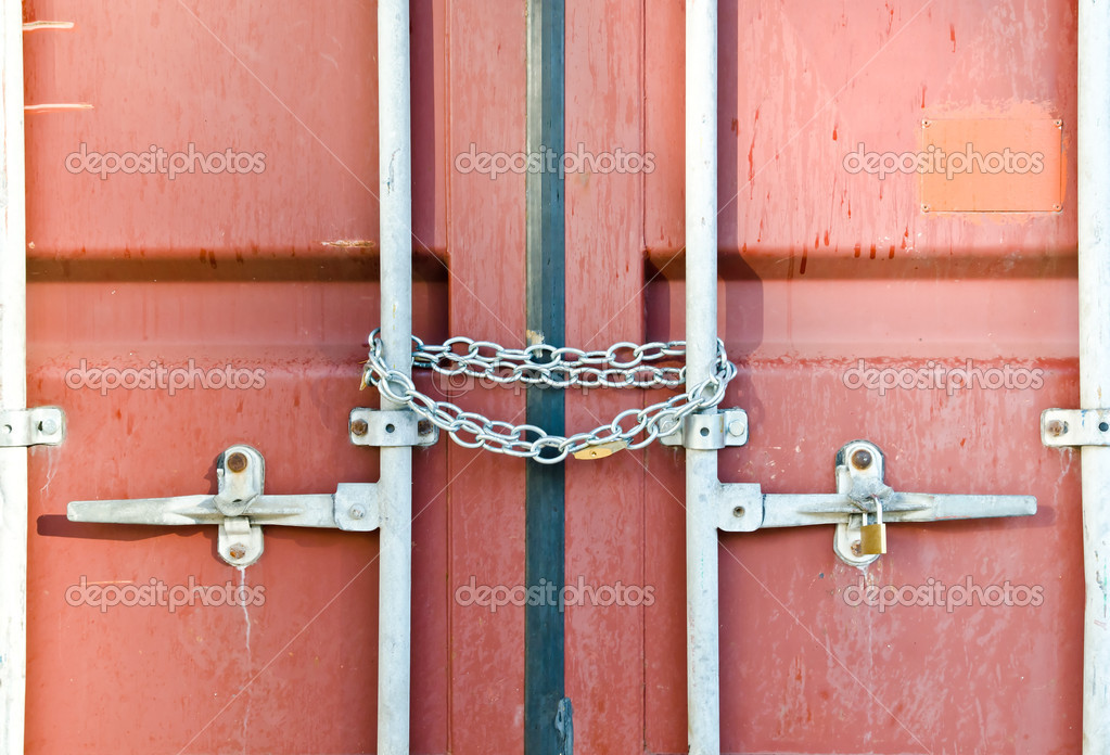Red container locked by chain Stock Photo by ©iamnao 16020367