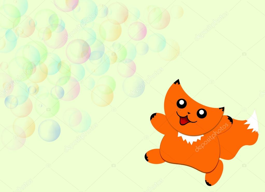 Abstract border frame, has cartoon picture of a cute small fox Stock ...