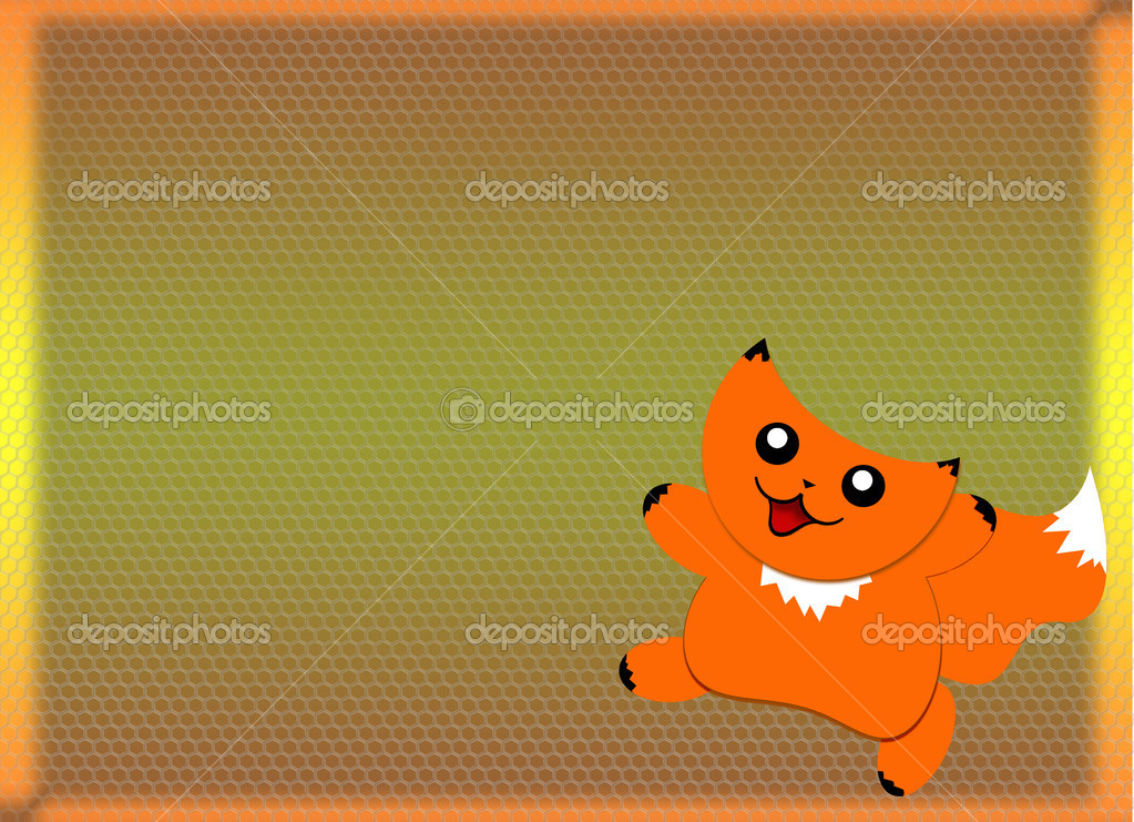Abstract border frame, has cartoon picture of a cute small fox Stock ...