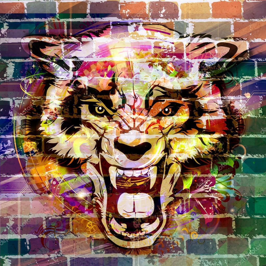 Abstract animal face on the wall Stock Illustration by ©valik4053022 ...