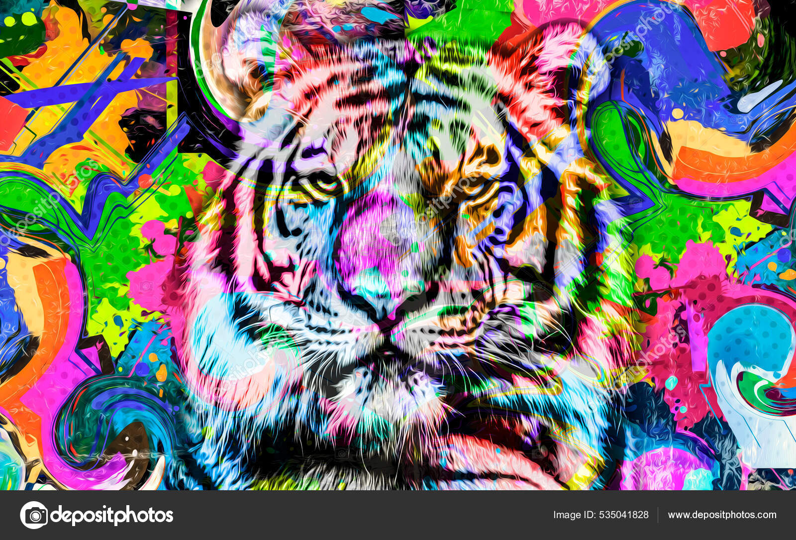 Tiger Head Creative Colorful Abstract Elements Light Background Stock ...