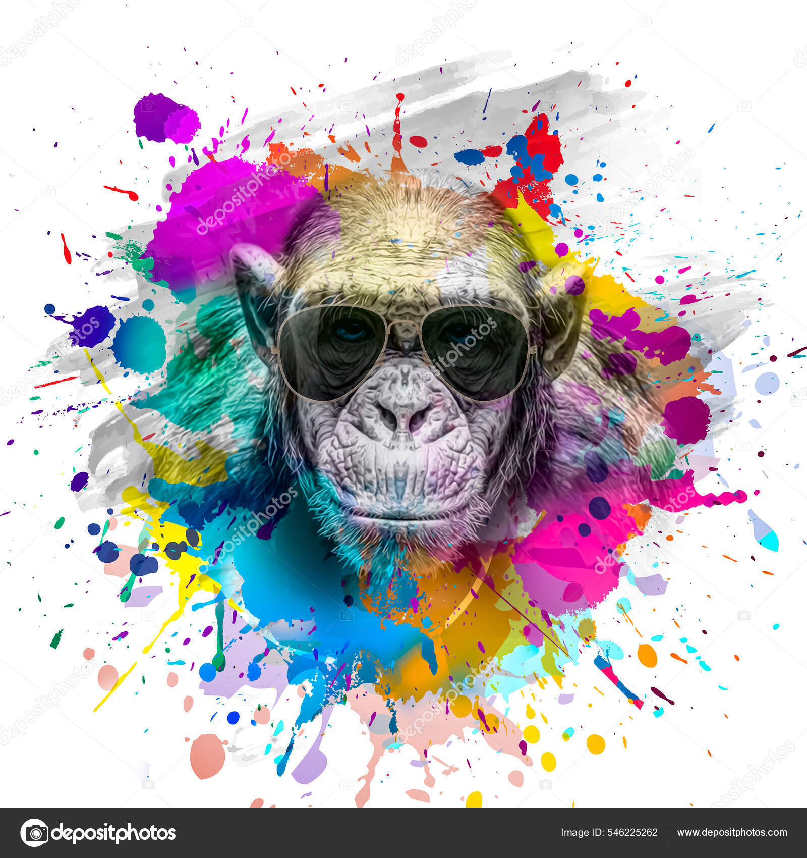 Colorful Artistic Monkey Head Eyeglasses Background Colorful Creative ...