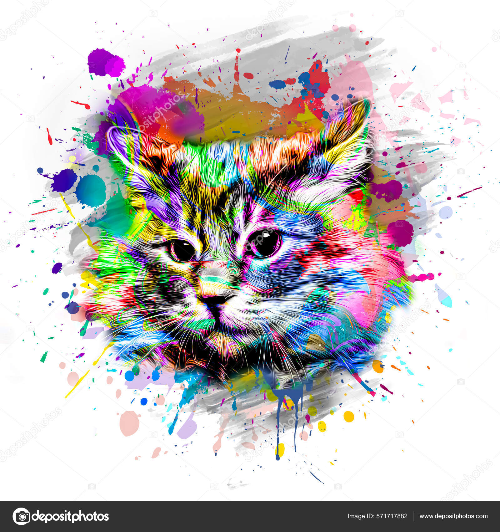 Abstract Colorful Cat Muzzle Illustration Graphic Design Concept Color ...