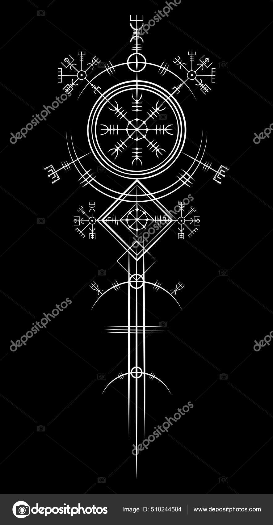 Magic Ancient Viking Art Deco Vegvisir Magic Navigation Compass Ancient ...