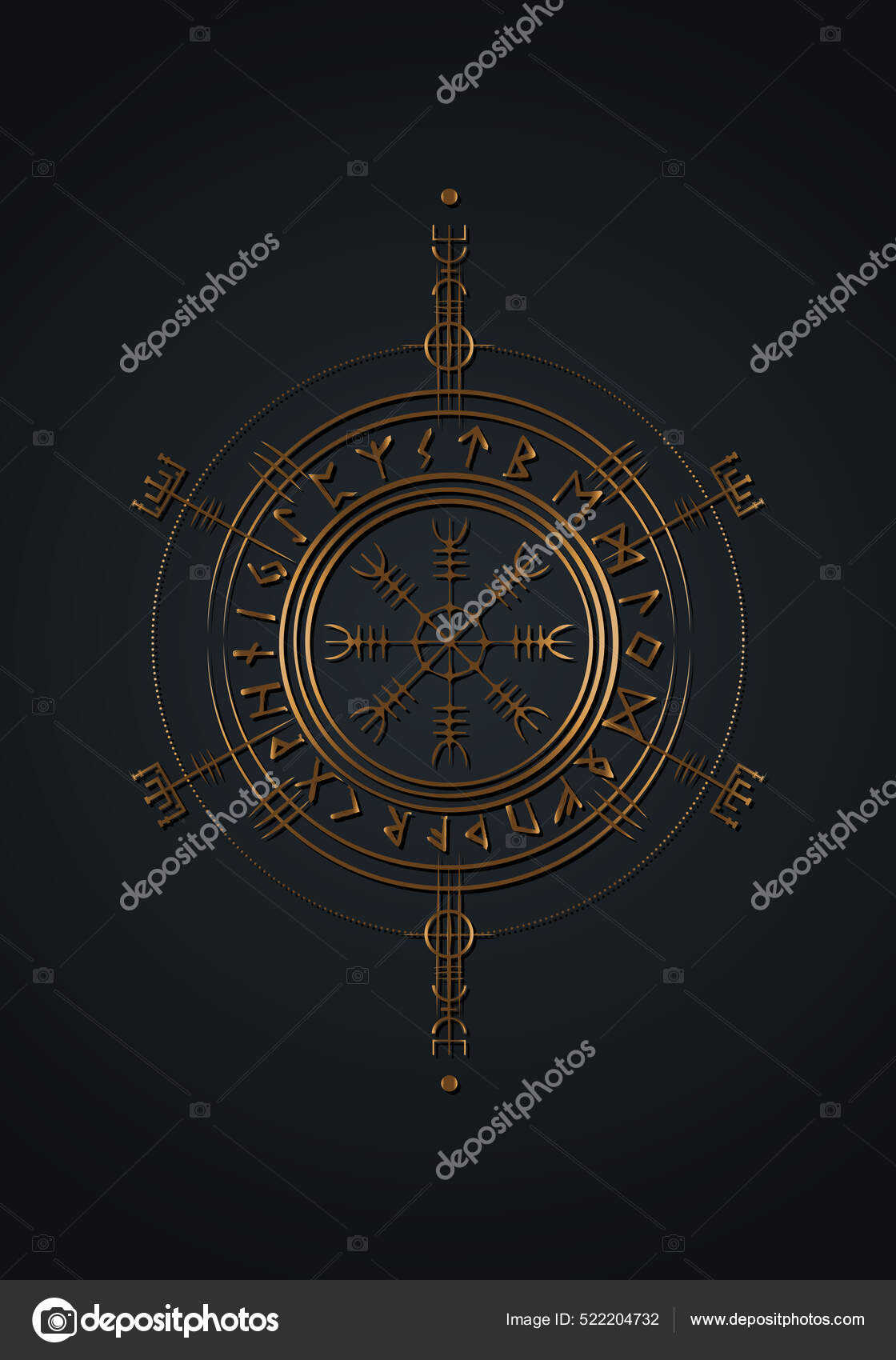 Viking Pagan Asatru Runic Compass Vegvisir Rune Circle Viking Norse ...