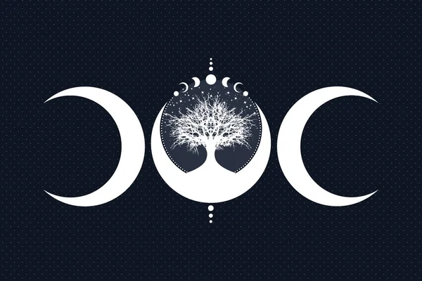 Mystical Moon Phases Tree Life Wicca Pentacle Sacred Geometry Logo Stock Vector by ©robin_ph ...