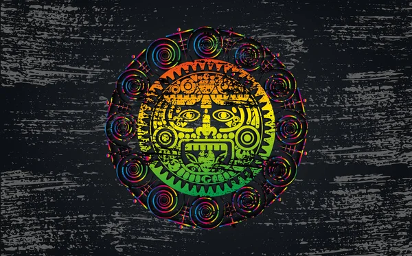 Sacred Aztec Wheel Calendar Mayan Sun God Maya Symbols Ethnic Stock ...