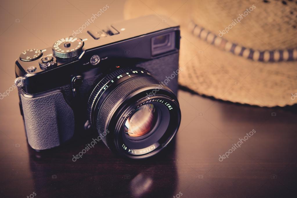 Modern camera with a vintage look — Stock Photo © progat #40648297