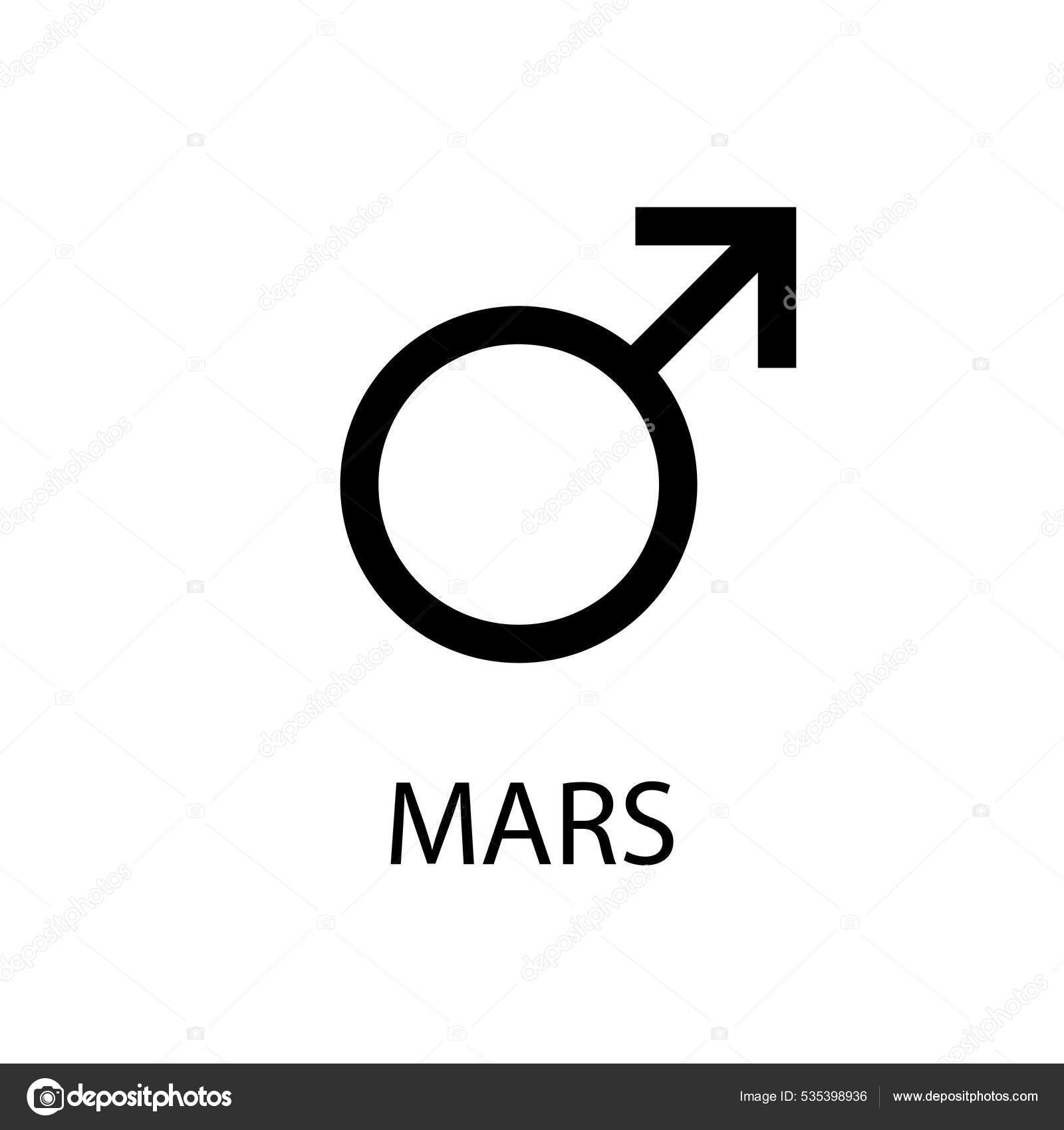 Ikona Marsa Symbol Planety Czarny Znak Wektora Białym Kalendarz ...