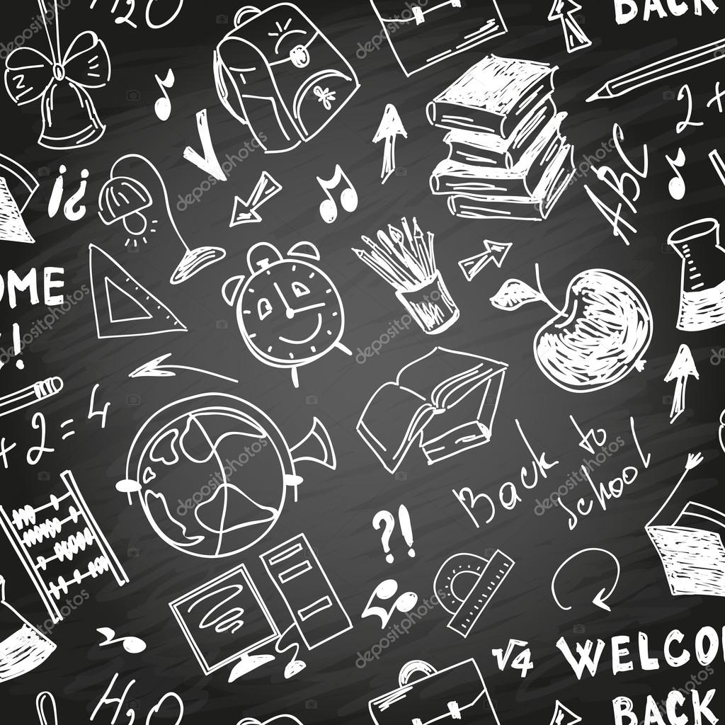 Seamless pattern school board freehand drawing — Stock Vector ...