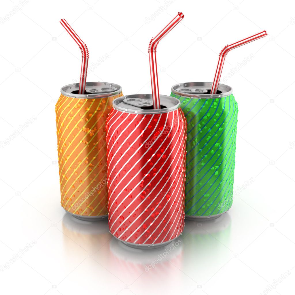 Colorful aluminum cans with straws — Stock Photo © koya979 #15878355