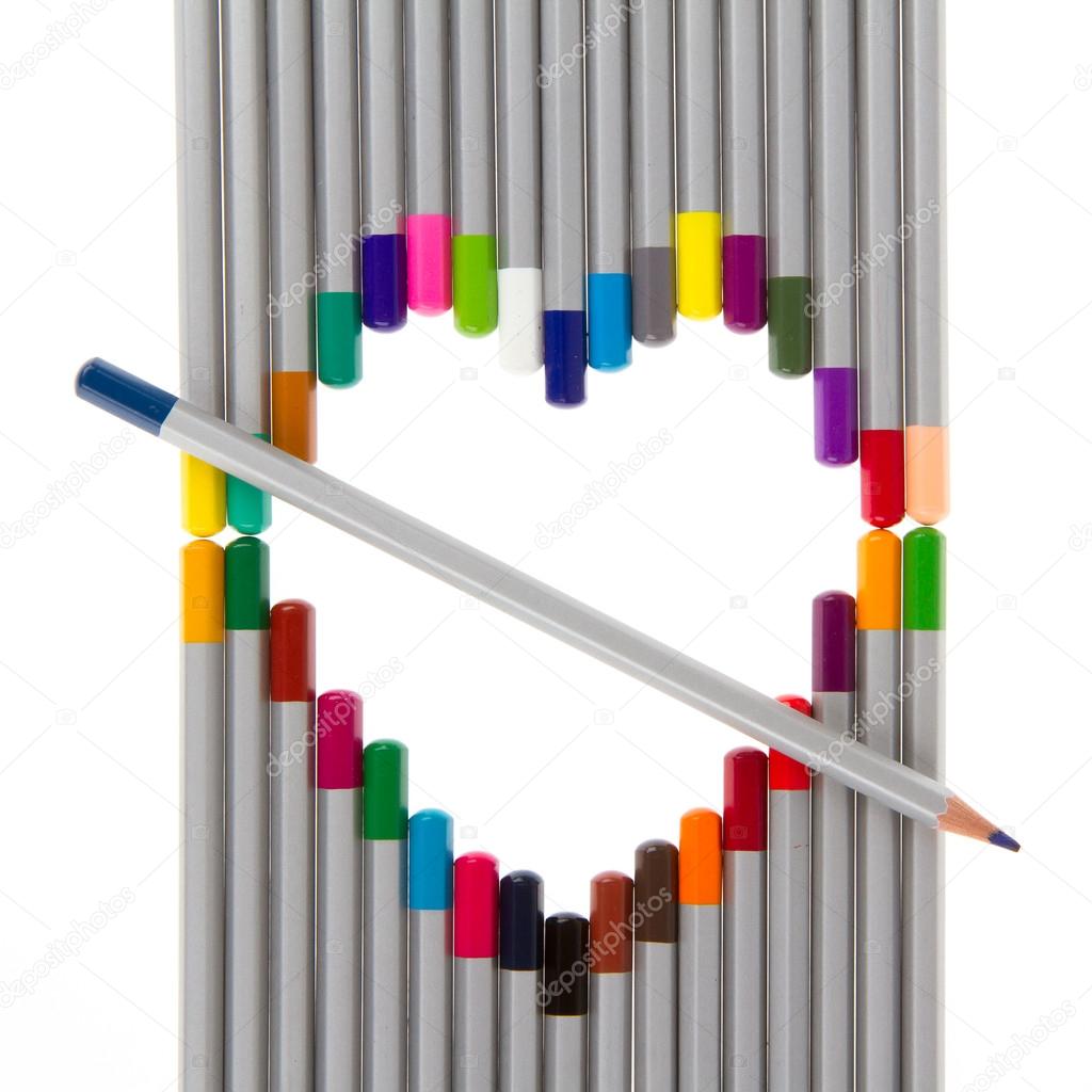 Many different color pencils, heart Stock Photo by ©michaklootwijk 12501940