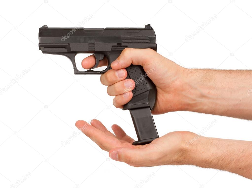 mujer cargando un arma negro — Foto de stock © michaklootwijk #12502495