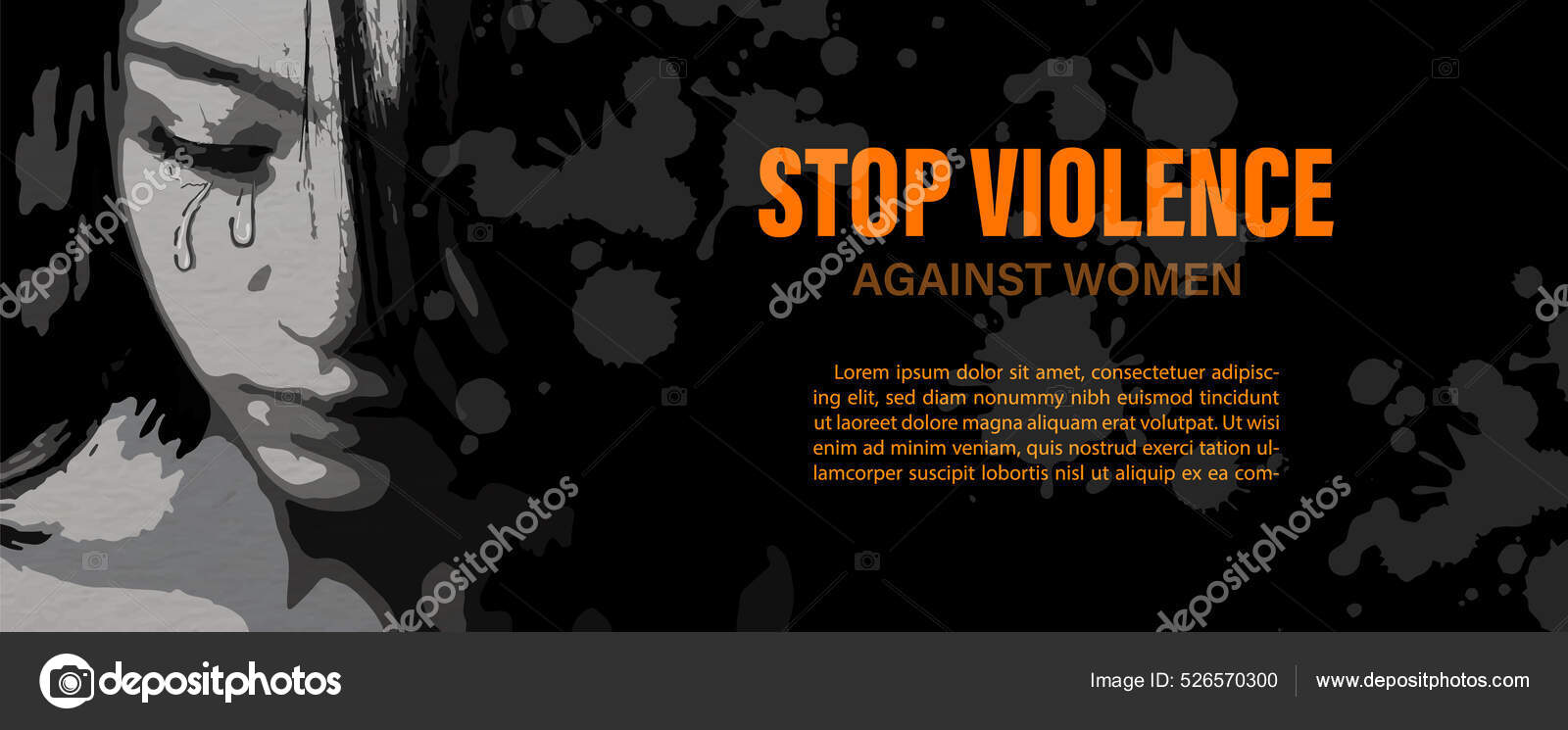 Woman Crying Wording Campaign Example Texts Black Background Poster's ...