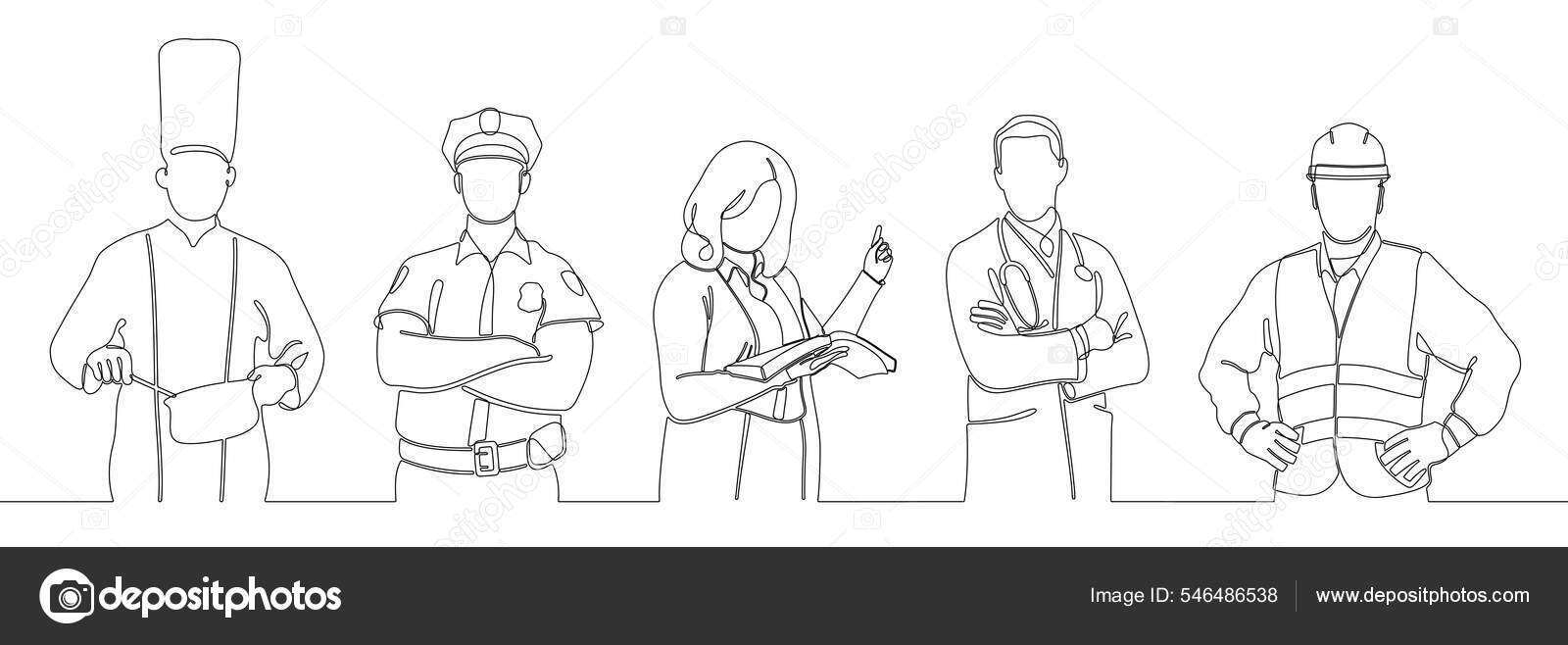 Line art vector set of different professions Stock Vector by ...