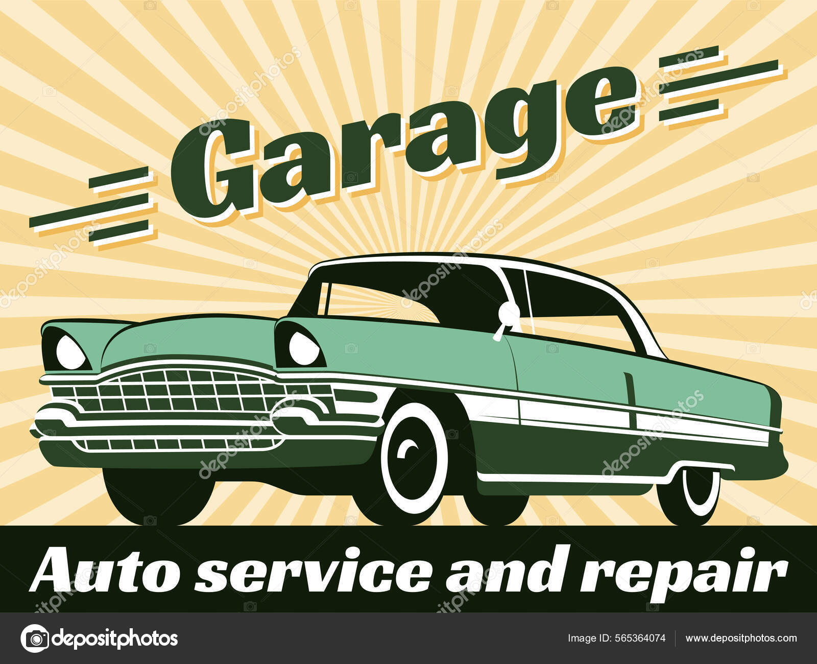 Vintage poster flat vector illustration a retro car Stock Vector by ...