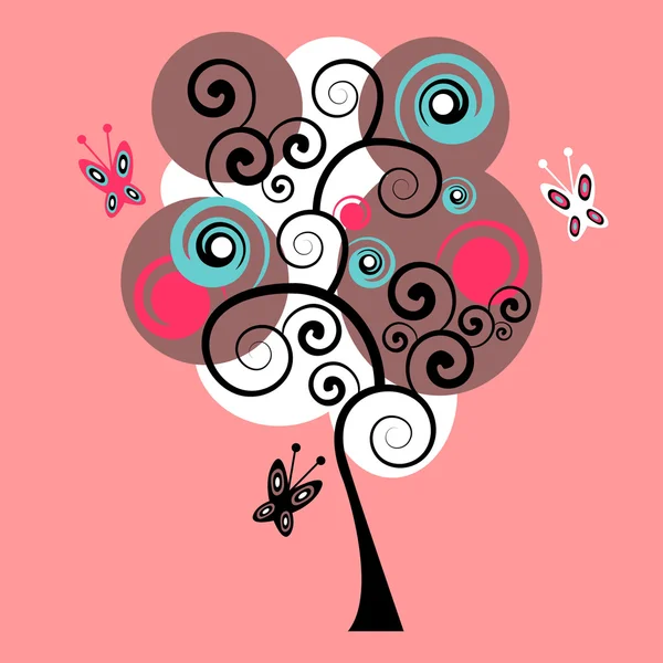 Art tree beautiful, black silhouette — Stock Vector © catreen #8983703