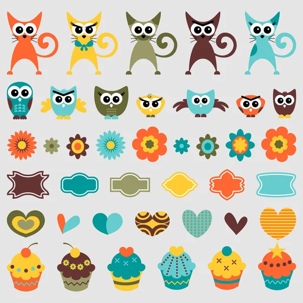 Cute funny animals cartoon set — Stock Vector © littlepaw #12052646