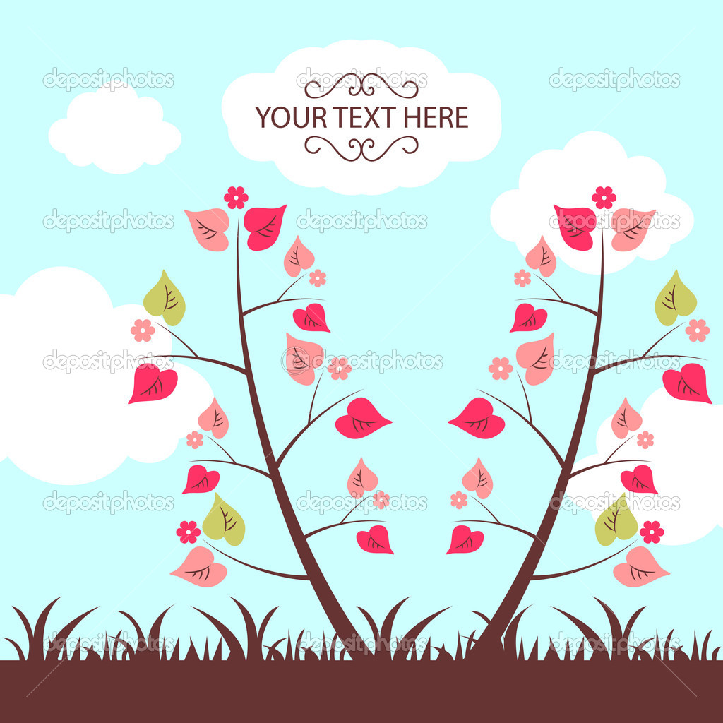 Beautiful trees postcard design Stock Vector Image by ©littlepaw #12051479