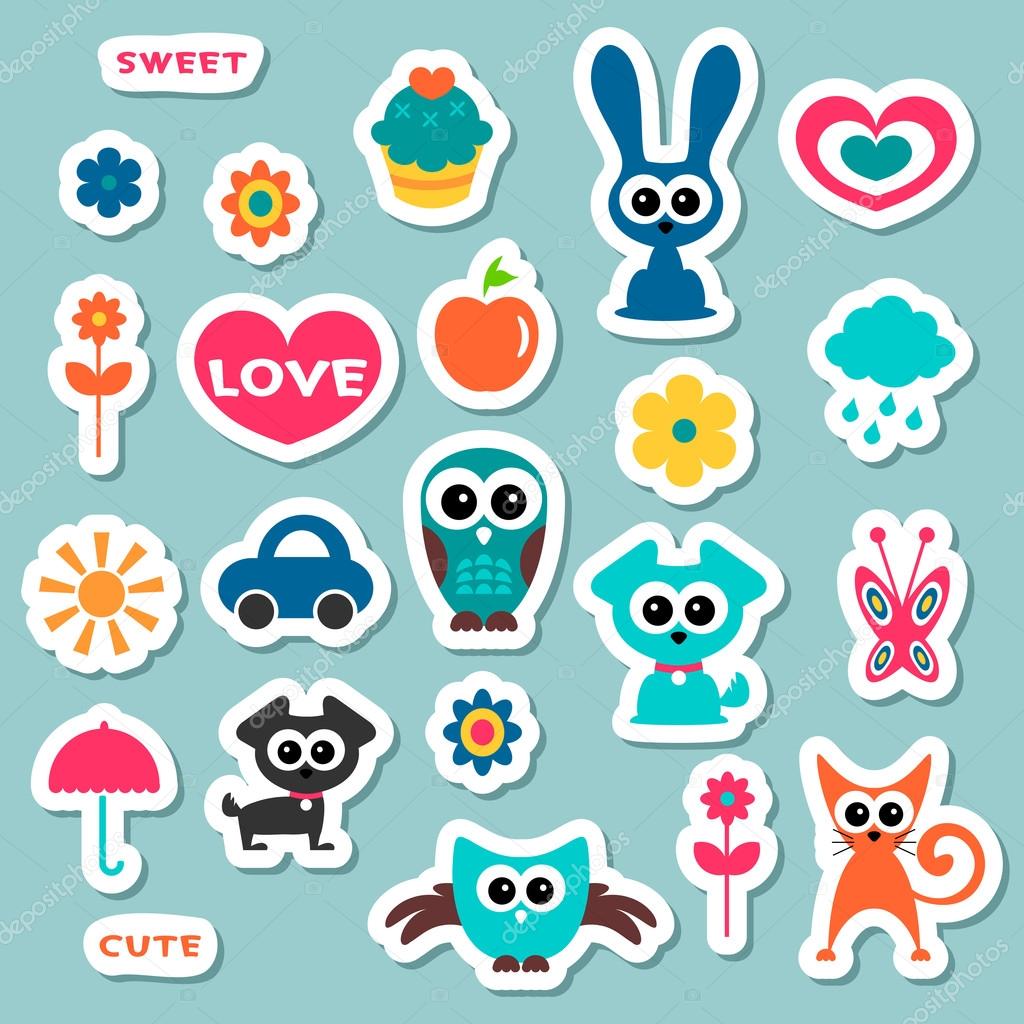 Cute childish stickers Stock Vector Image by ©littlepaw #12052667 Cute childish stickers Stock Vector Image by ©littlepaw #12052667